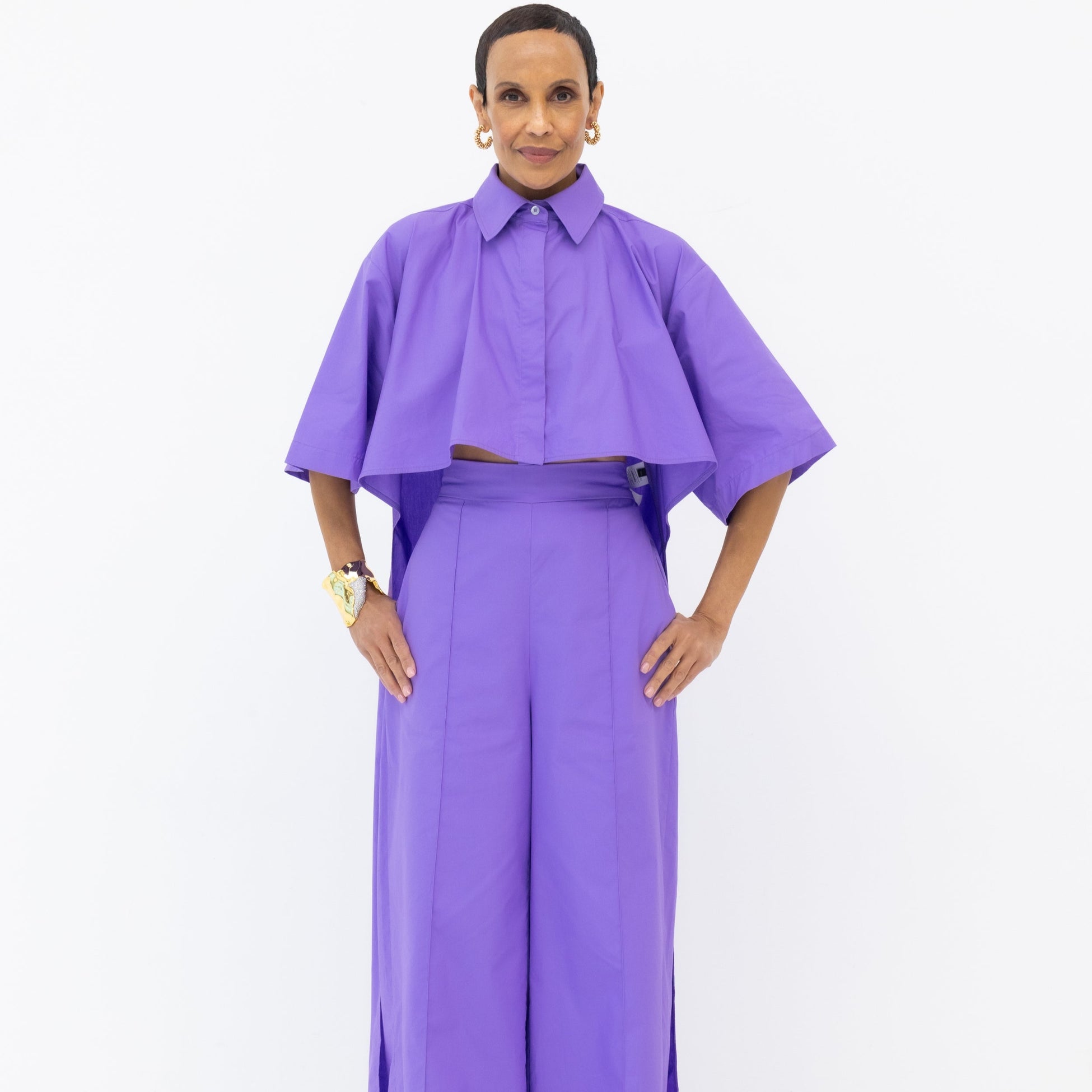 Randi Tail Shirt & Fluid Wide Leg Pant In Purple – Ada & Edith